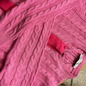 Zara | Sweaters | Zara Pink Fuchsia Contrasting Cable Knit Cardigan ...